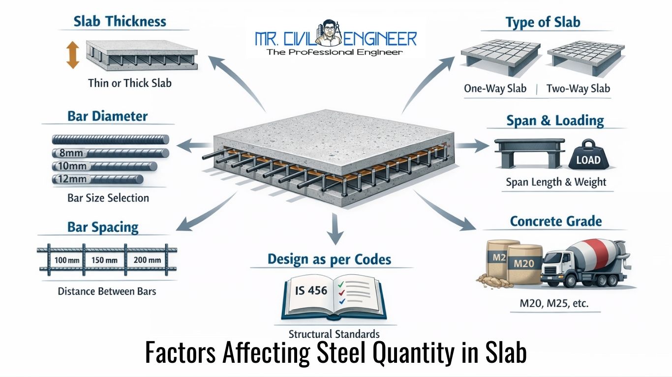 Steel Quantity Calculation for Slab | RCC Slab Steel Formula