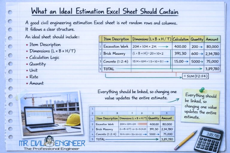 Excel Sheet for Civil Engineering Estimation | Complete Guide