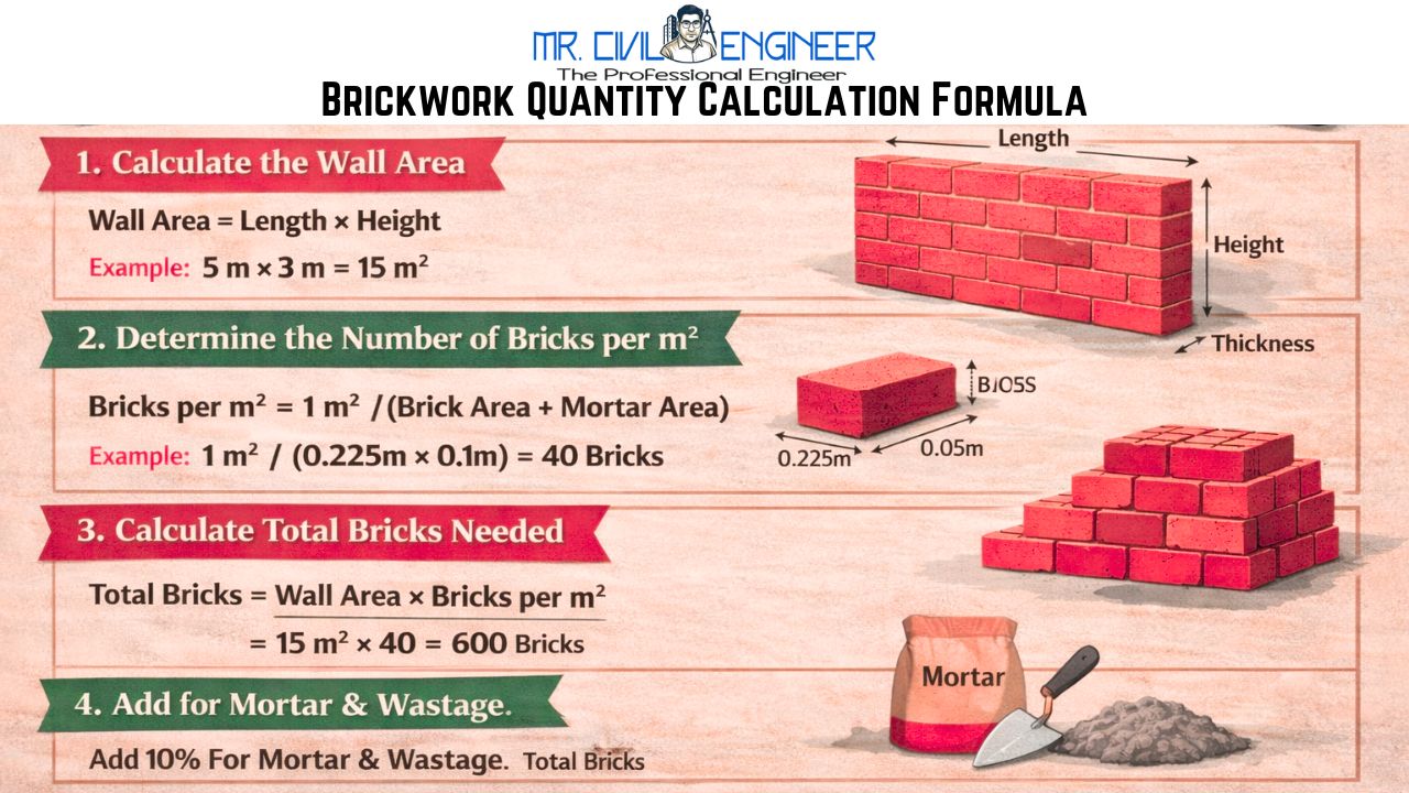 Brickwork Quantity Calculation With Formula | Step-by-Step Guide
