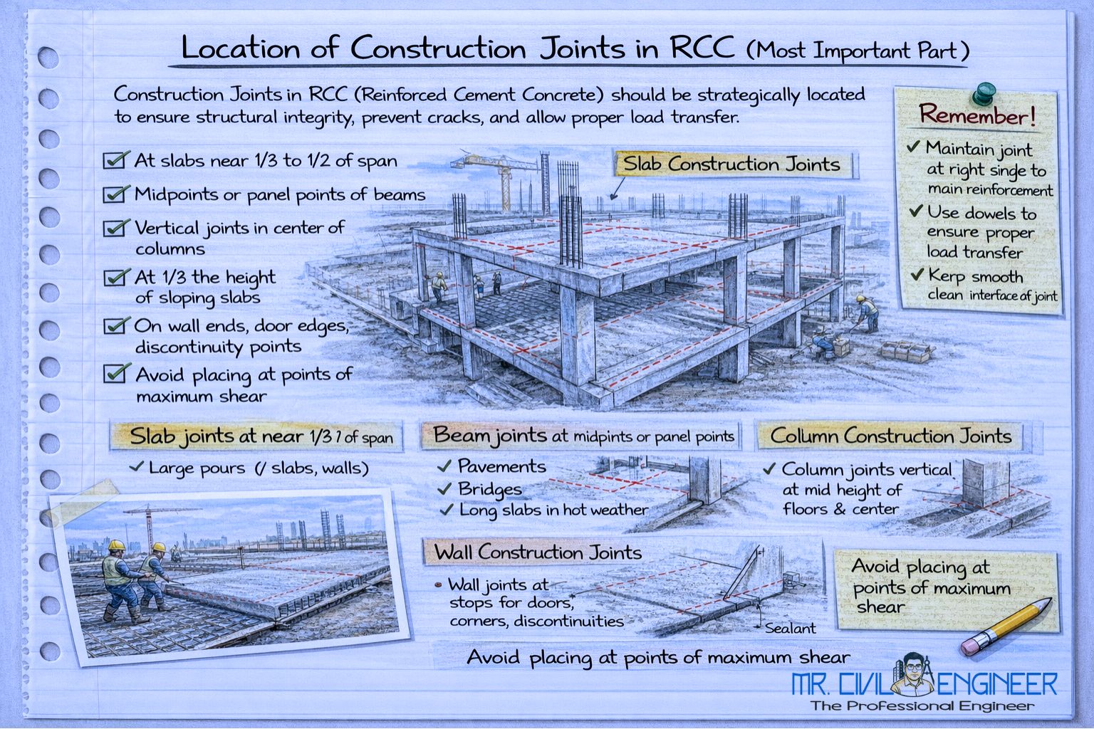 Construction Joints – Types & Location in RCC Construction